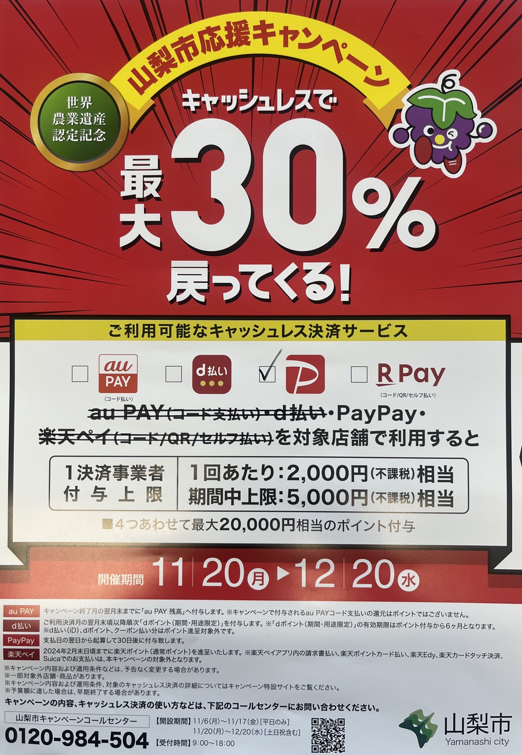 山梨市PayPay30％還元！ | 株式会社クリーニング志村